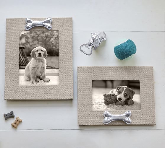 Linen Picture Frame with Silver Dog Bone | Pottery Barn