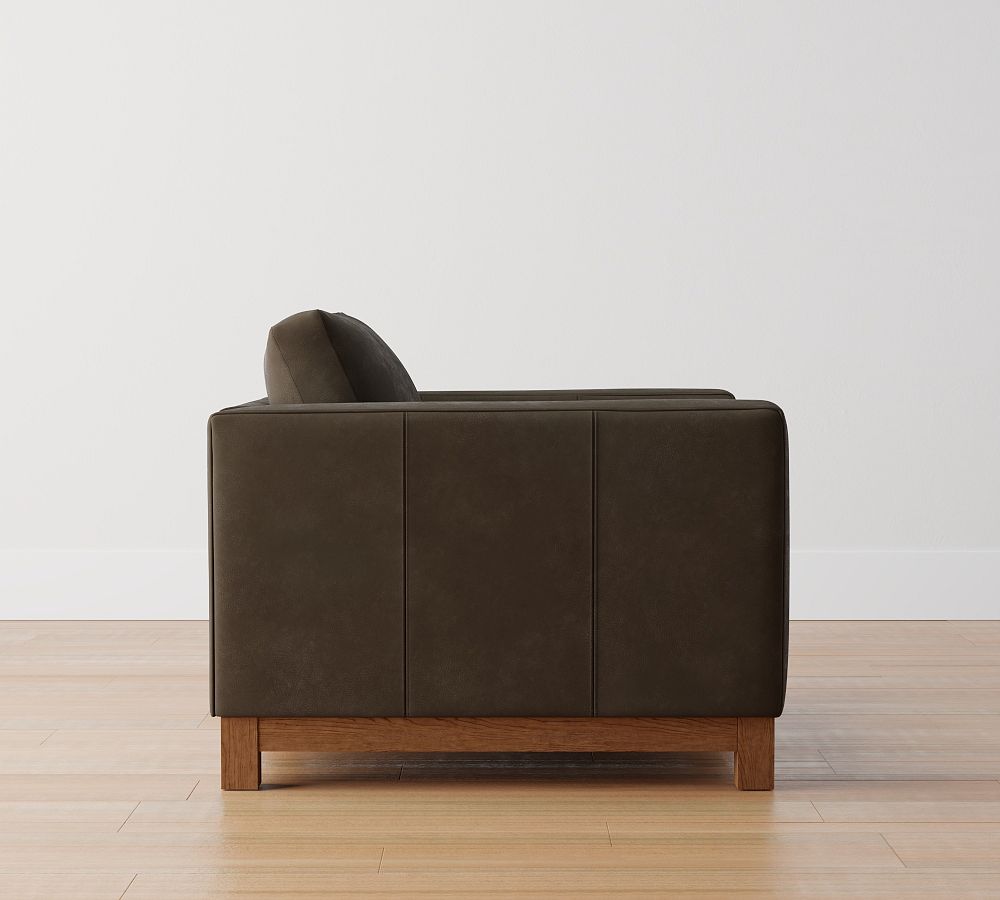 Jake Leather Armchair with Brindle Wood Base | Pottery Barn