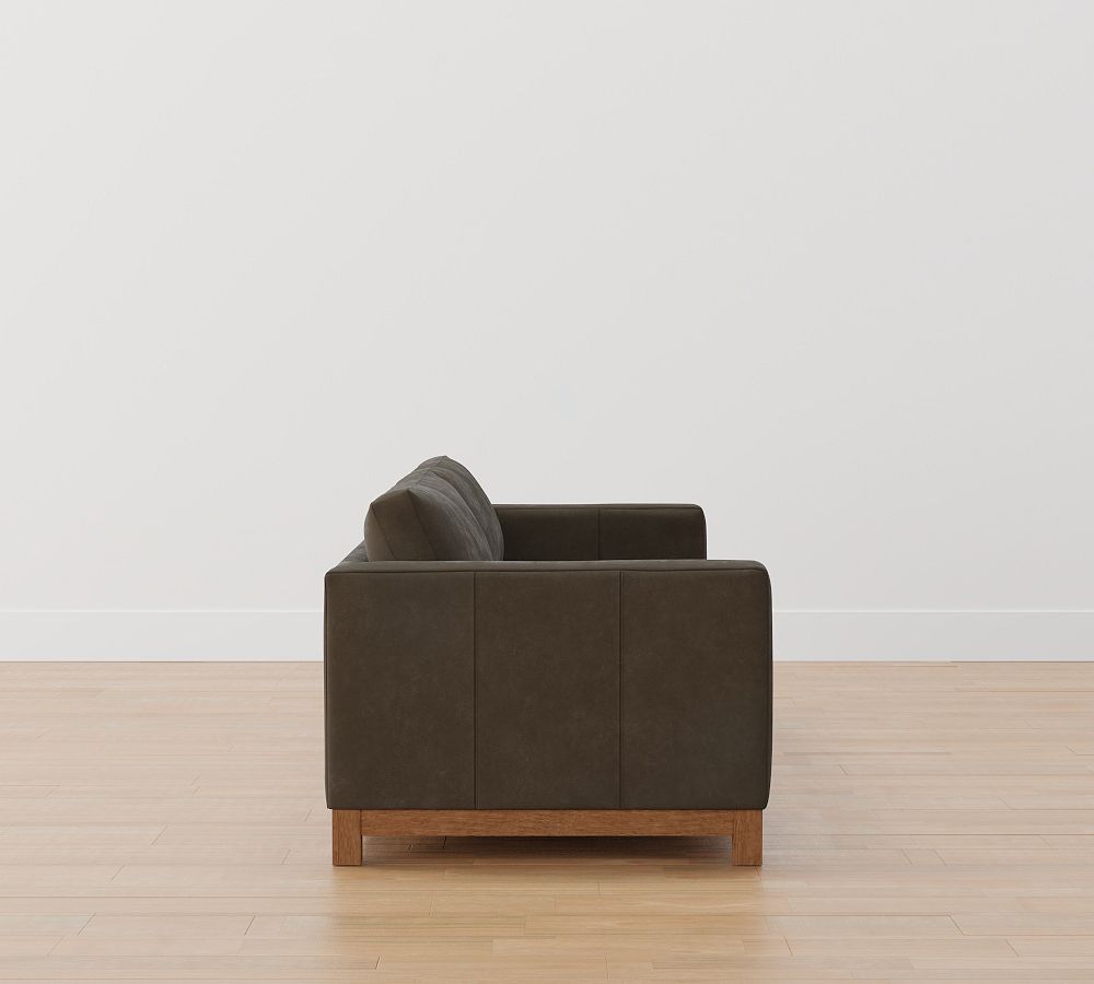 Jake Leather Sofa with Brindle Wood Base | Pottery Barn