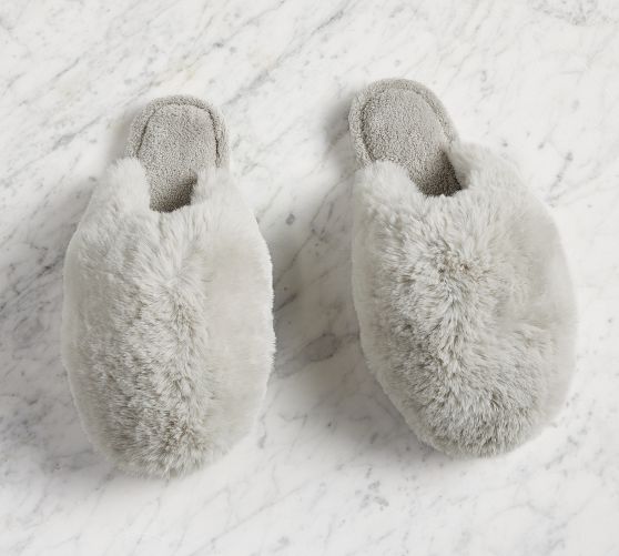 Alpine Faux Fur Slippers | Pottery Barn
