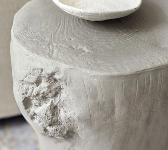 Faux Bois Round Stump Accent Table | Pottery Barn