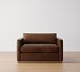 Carmel Square Slim Arm Leather Sofa with Wood Base | Pottery Barn