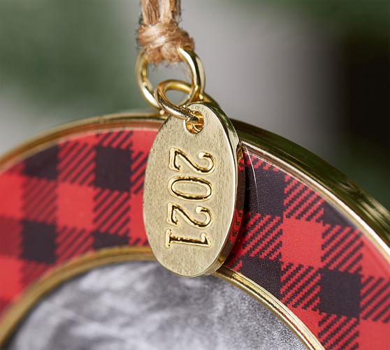 2021 Round Dated Enamel Frames - Buffalo Plaid | Pottery Barn