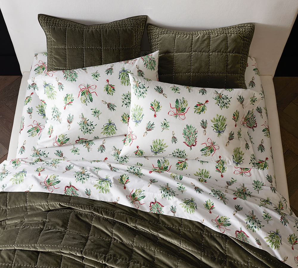 Mistletoe Organic Percale Sheet Set | Pottery Barn