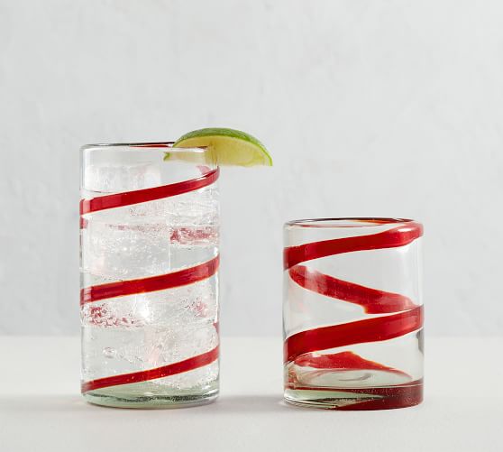 Red Ribbon Handcrafted Recycled Drinking Glasses | Pottery Barn