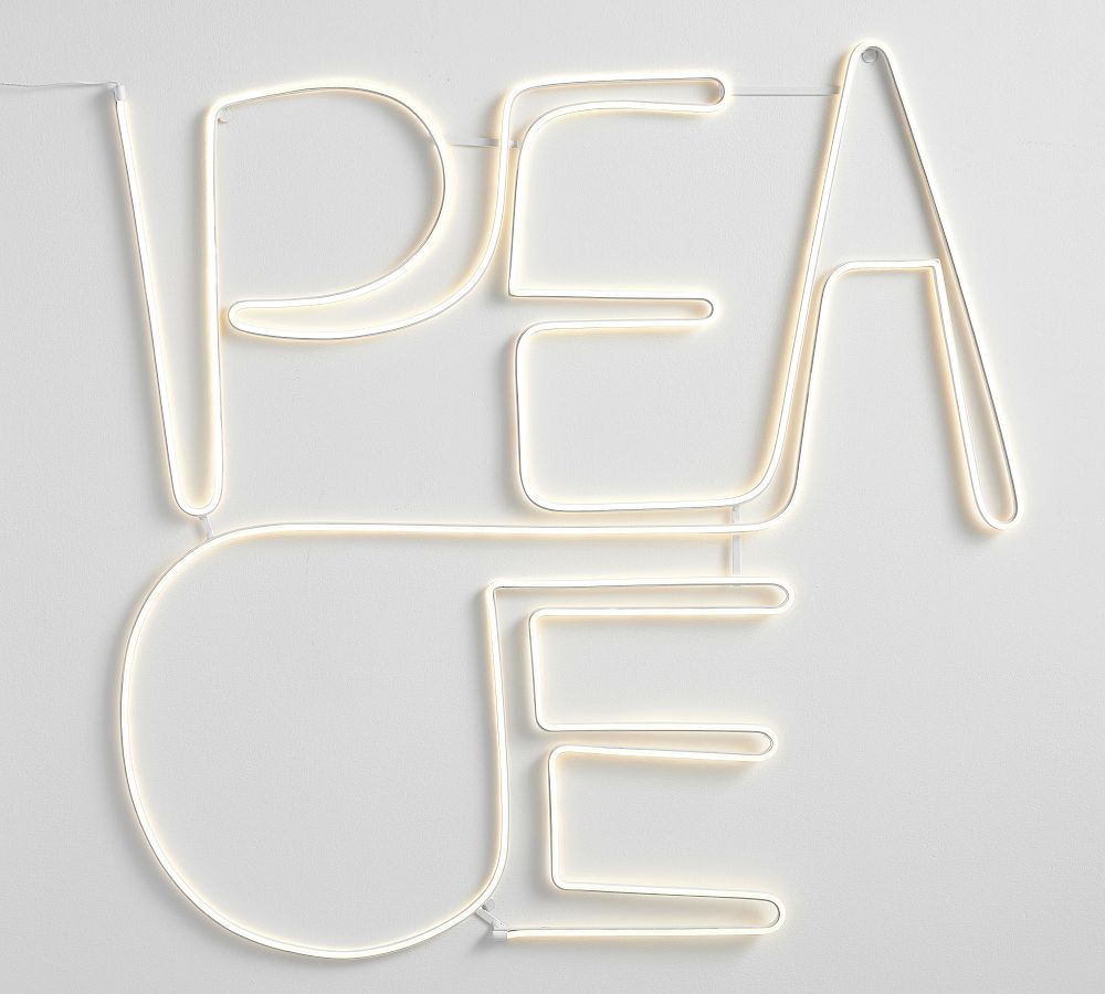 Light Up Peace Sentiment Wall Art | Pottery Barn