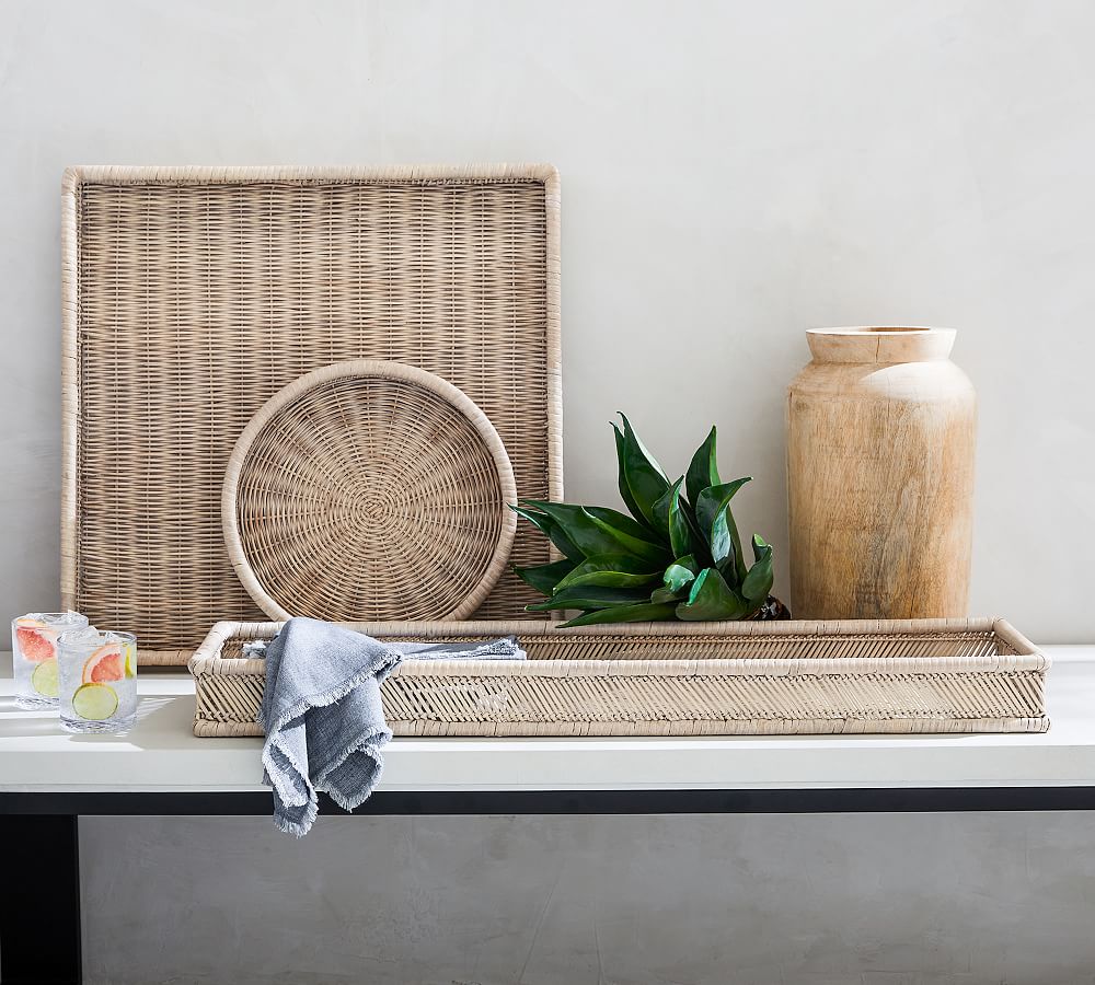 Eden Handwoven Rattan Trays | Pottery Barn