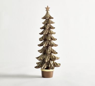 Handcrafted Gold Glitter Decorative Trees | Pottery Barn