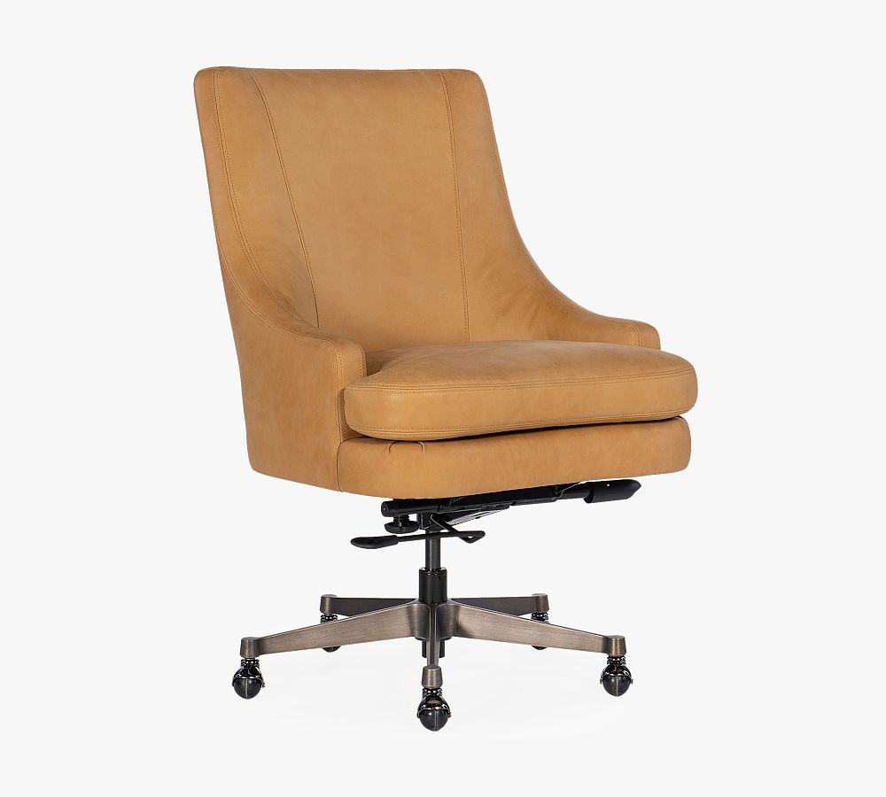 Palma Leather Swivel Desk Chair | Pottery Barn