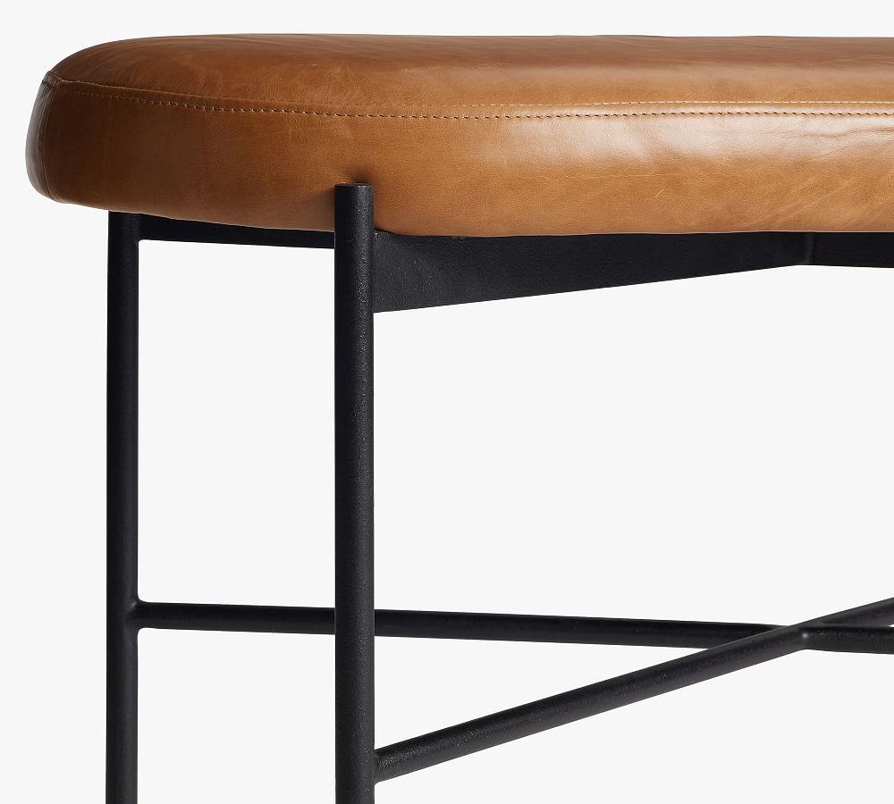 Maison Leather Backless Bench | Pottery Barn