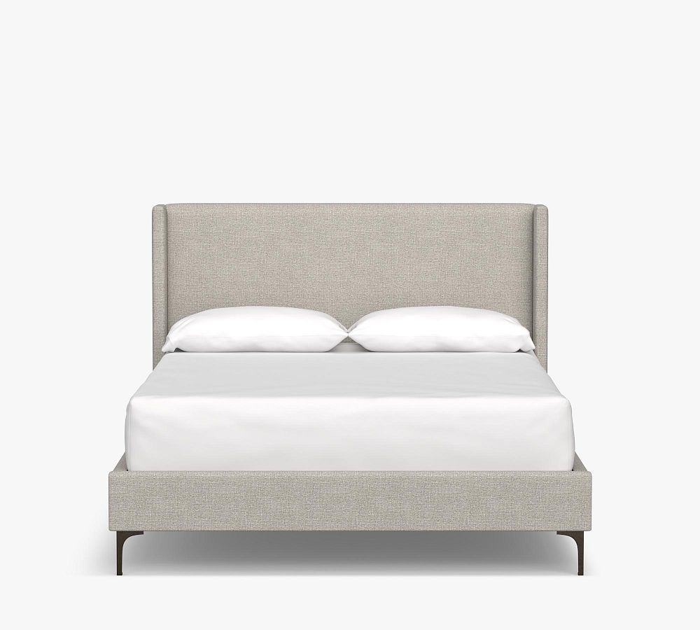 Jake Upholstered Platform Bed with Metal Legs | Pottery Barn