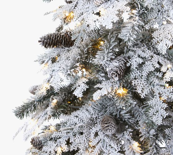 Lit Flocked Montana Down Swept Spruce Artificial Christmas Tree ...