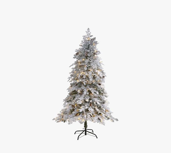 Lit Flocked Montana Down Swept Spruce Artificial Christmas Tree ...