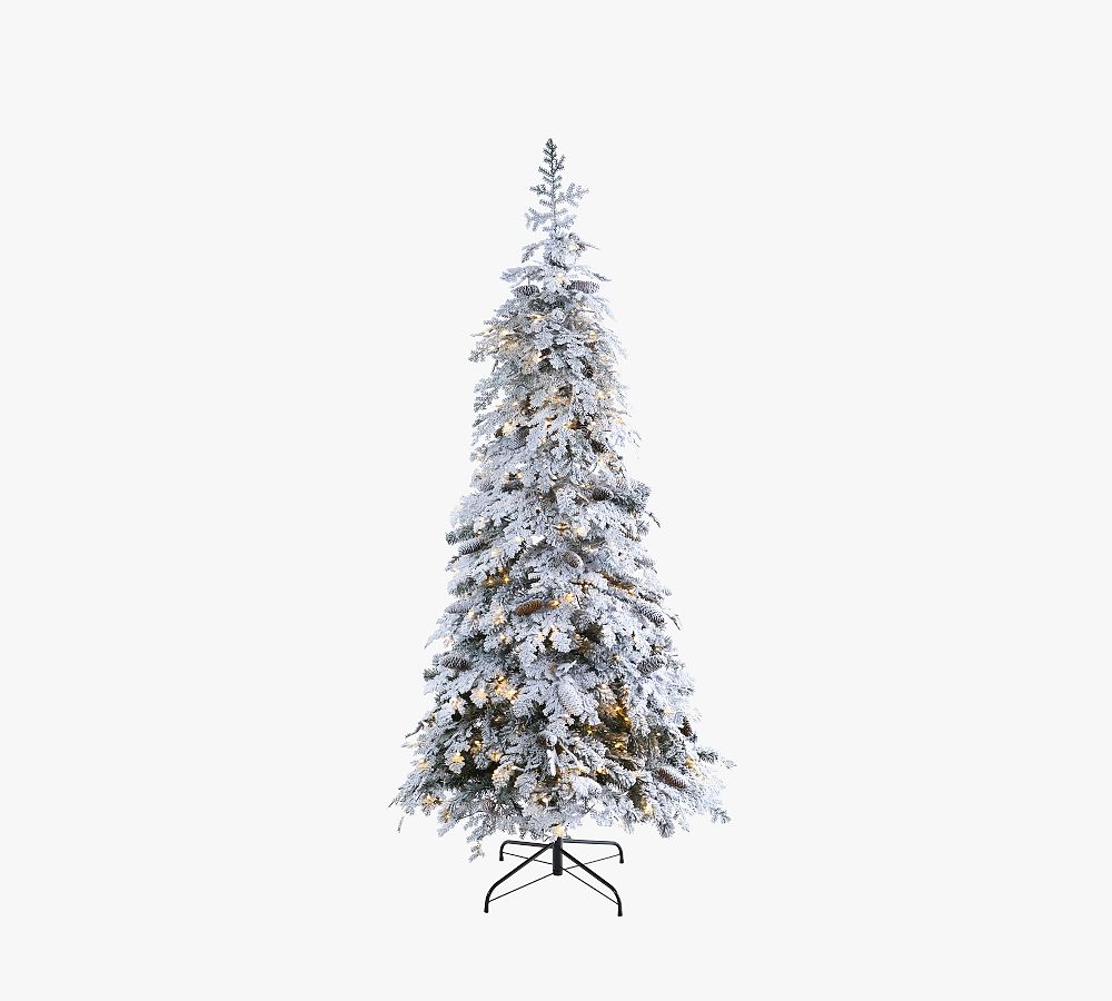 Lit Flocked Montana Down Swept Spruce Artificial Christmas Tree ...
