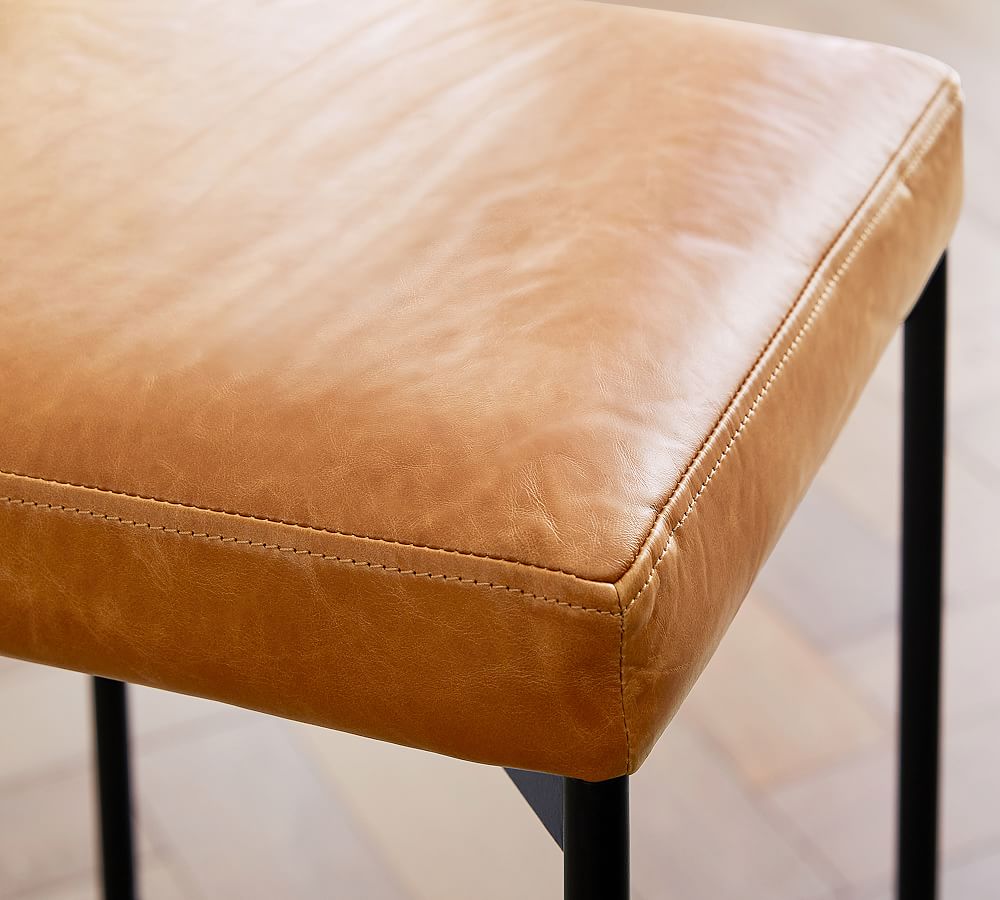 Maison Leather Backless Stool | Pottery Barn