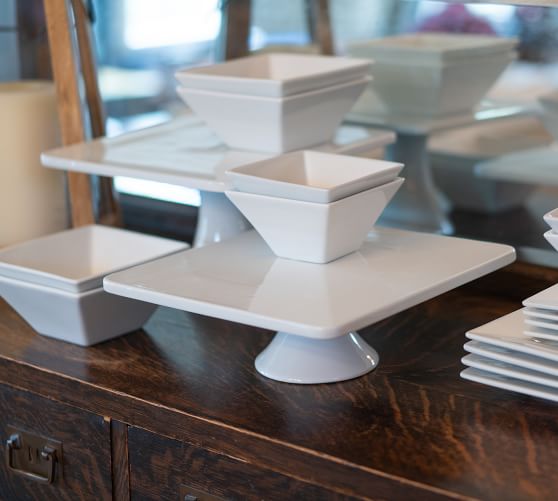 BIA White Porcelain Square Cake Stand | Pottery Barn