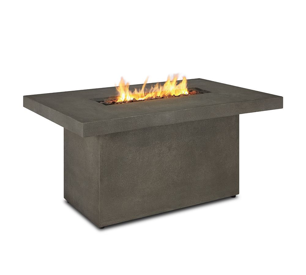 Trinity Concrete Rectangular Propane Fire Pit Table | Pottery Barn