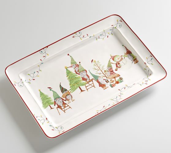 Forest Gnome Stoneware Rectangular Serving Platter | Pottery Barn