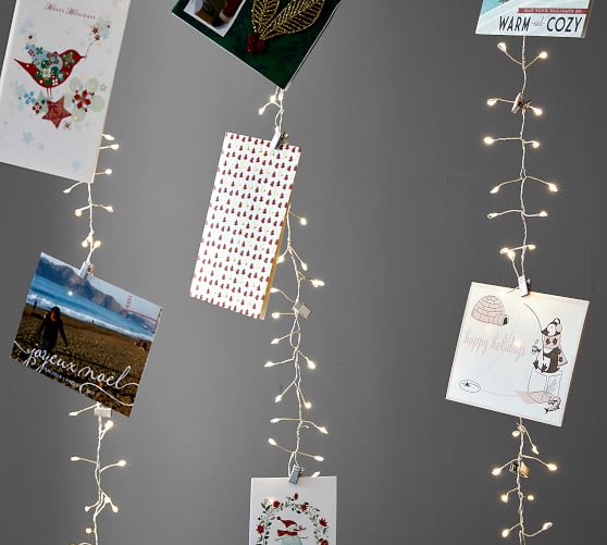 Curtain String Lights Christmas Card Holder | Pottery Barn