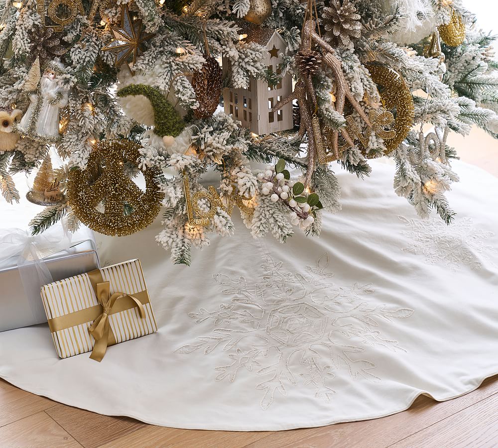 Embellished Velvet Snowflake Tree Skirt | Pottery Barn