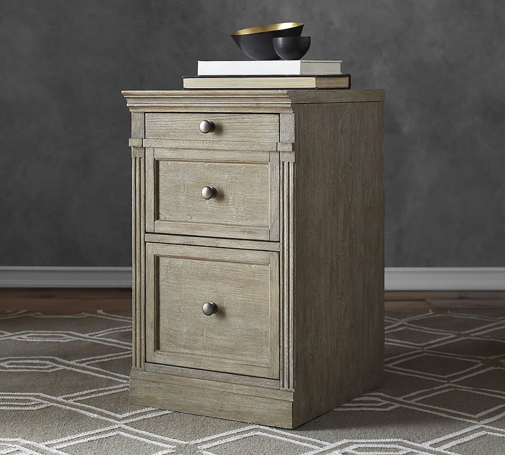 Gray Wash Livingston Single 2-Drawer Filing Cabinet | Pottery Barn