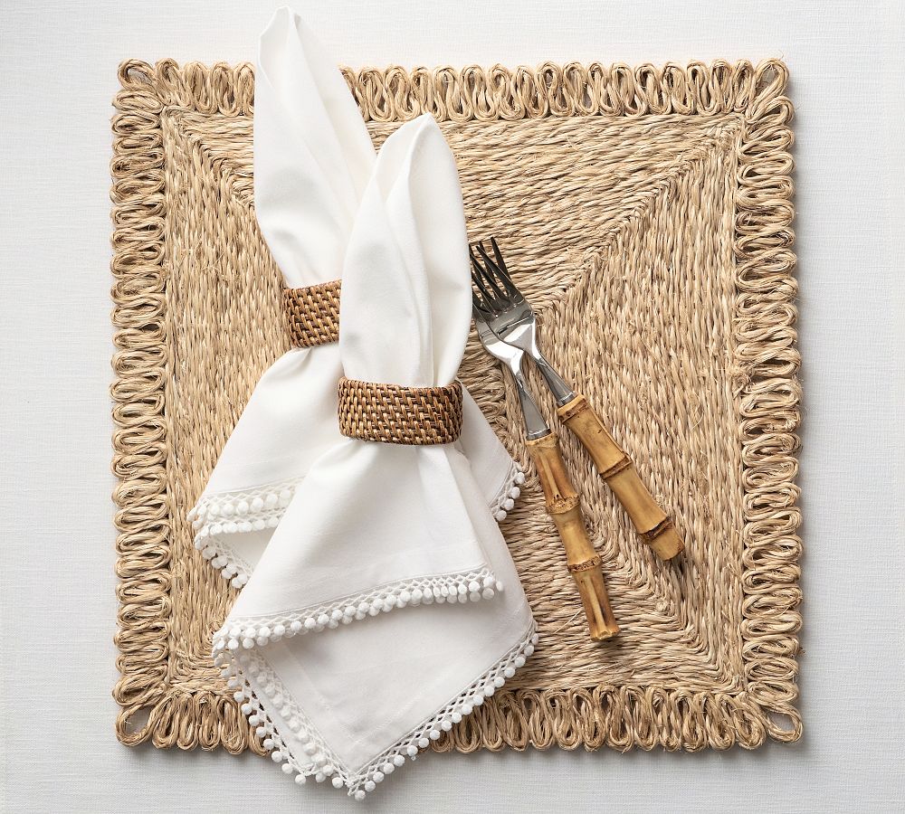Morgan Lace Trim Organic Cotton Napkins - Set of 4 | Pottery Barn