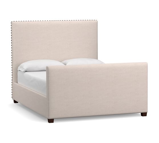 Raleigh Square Upholstered Tall Bed With Footboard | Pottery Barn