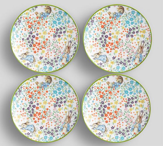 Peter Rabbit™ Floral Stoneware Appetizer Plates - Set of 4 | Pottery Barn