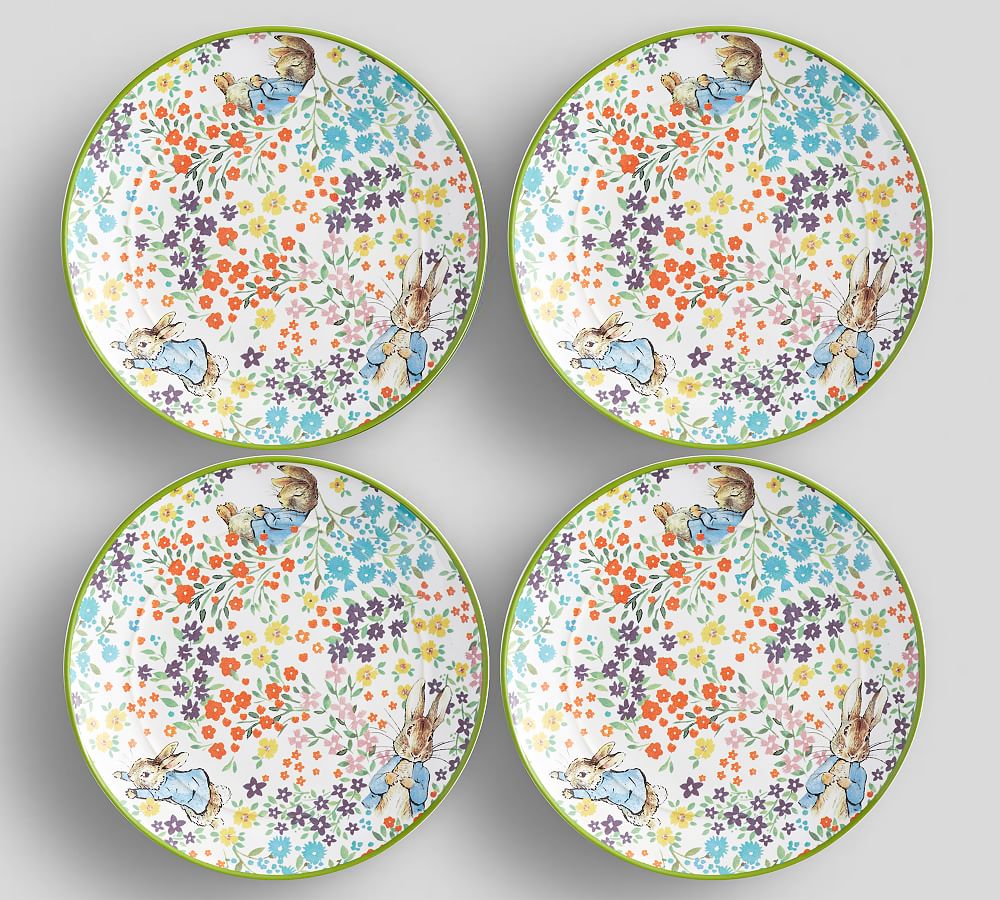 Peter Rabbit™ Floral Stoneware Appetizer Plates - Set of 4 | Pottery Barn