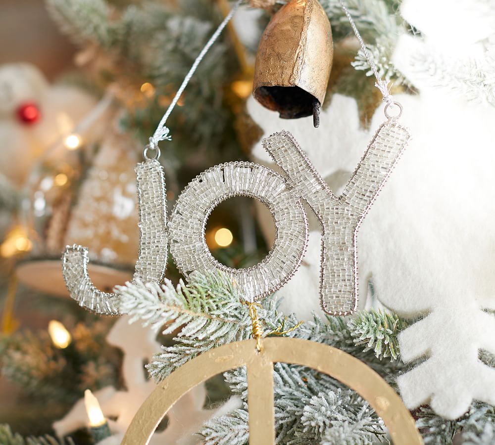 Beaded Love & Joy Ornaments | Pottery Barn