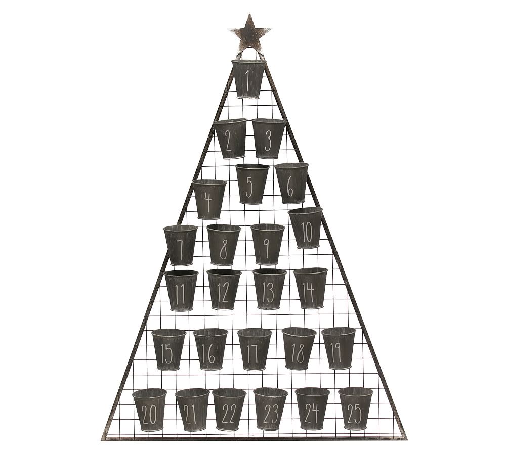 Christmas Tree Metal Advent Calendar with Buckets | Pottery Barn