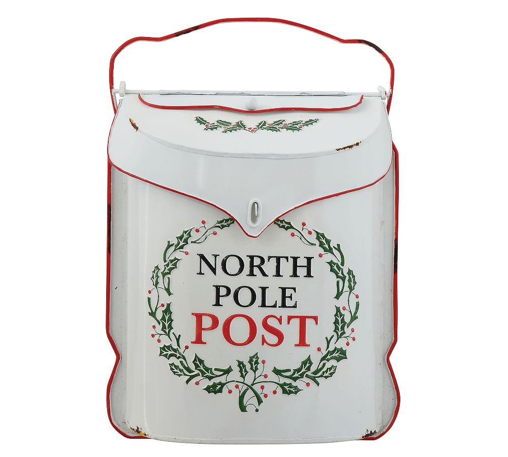 North Pole Post Metal Wall Mailbox | Pottery Barn