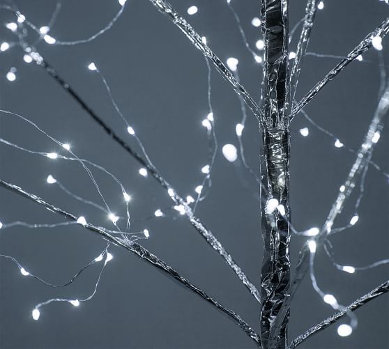 Silver Sparkle Fairy Light Trees with LED Lights | Pottery Barn