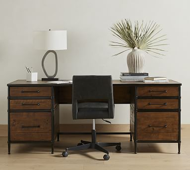 Belfast Leather Swivel Desk Chair | Pottery Barn