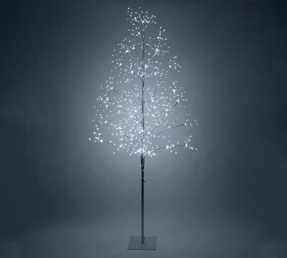 Silver Sparkle Fairy Light Trees with LED Lights | Pottery Barn