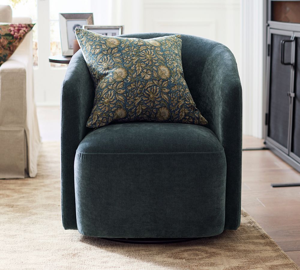 Preston Upholstered Swivel Armchair | Pottery Barn