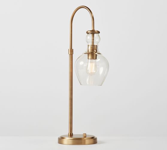 Flynn Recycled Glass USB Table Lamp | Pottery Barn