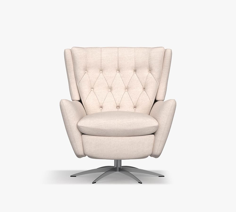 Wells Upholstered Tufted Swivel Recliner | Pottery Barn