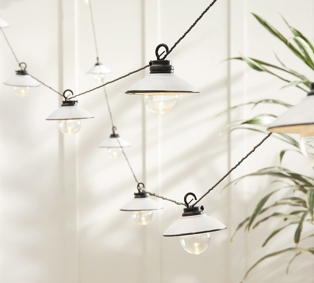 Enamel Shade Outdoor String Lights | Pottery Barn