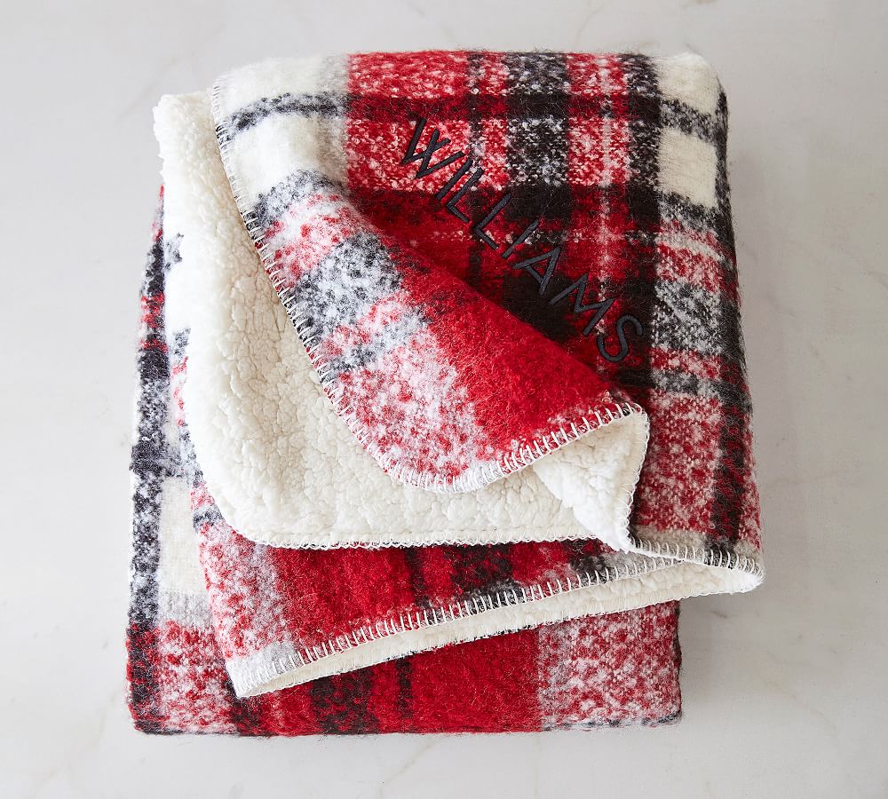 Lodge Plaid Sherpa Back Throw | Pottery Barn