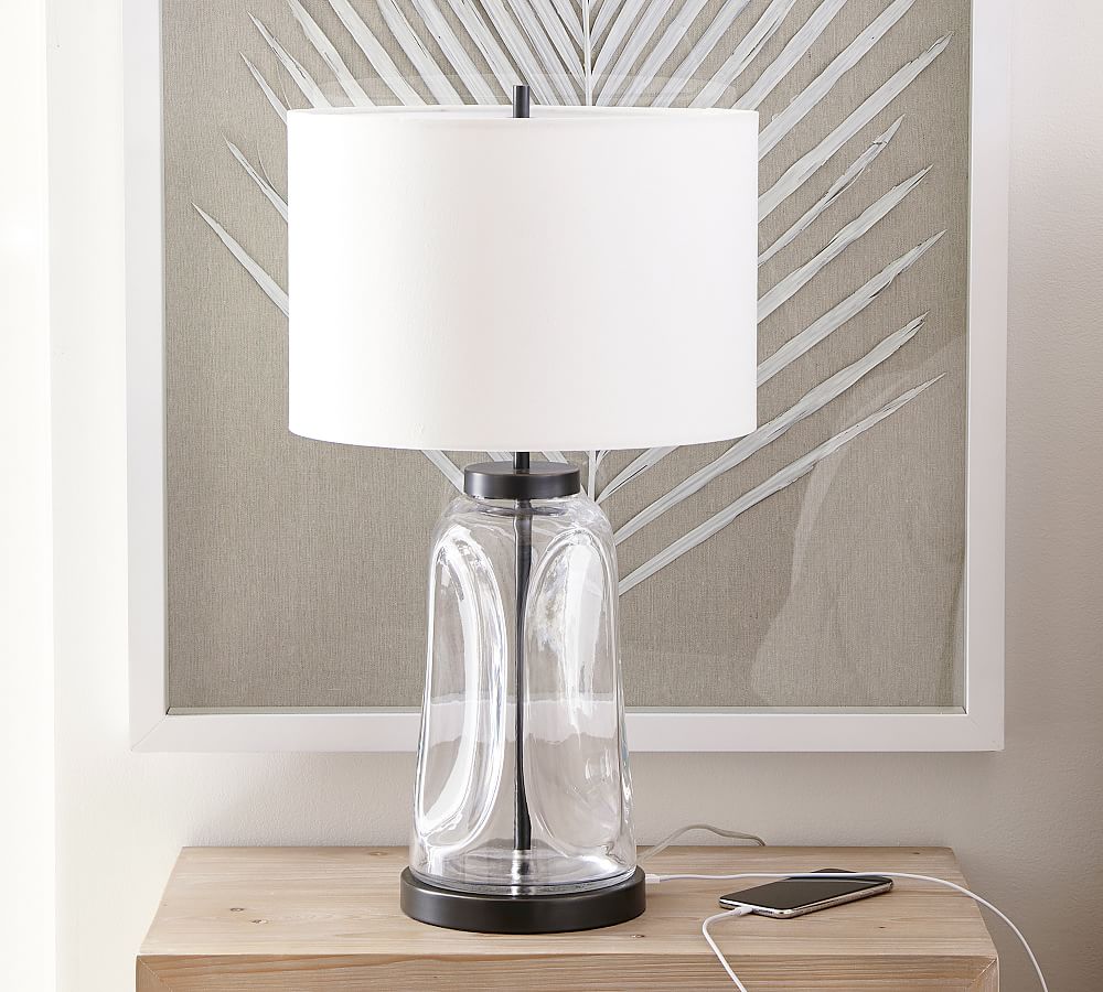 Berkeley Glass USB Table Lamp | Pottery Barn