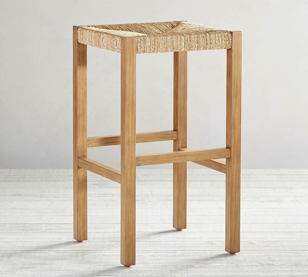 Malibu Woven Backless Stool | Pottery Barn