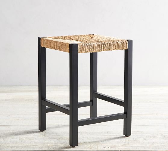 Malibu Woven Backless Stool | Pottery Barn
