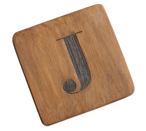 Alphabet Wood Coasters, Set of 4 | Pottery Barn