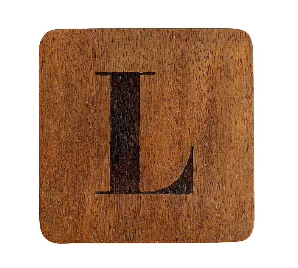 Alphabet Wood Coasters, Set of 4 | Pottery Barn