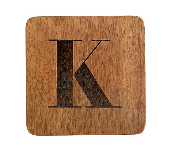 Alphabet Wood Coasters, Set of 4 | Pottery Barn