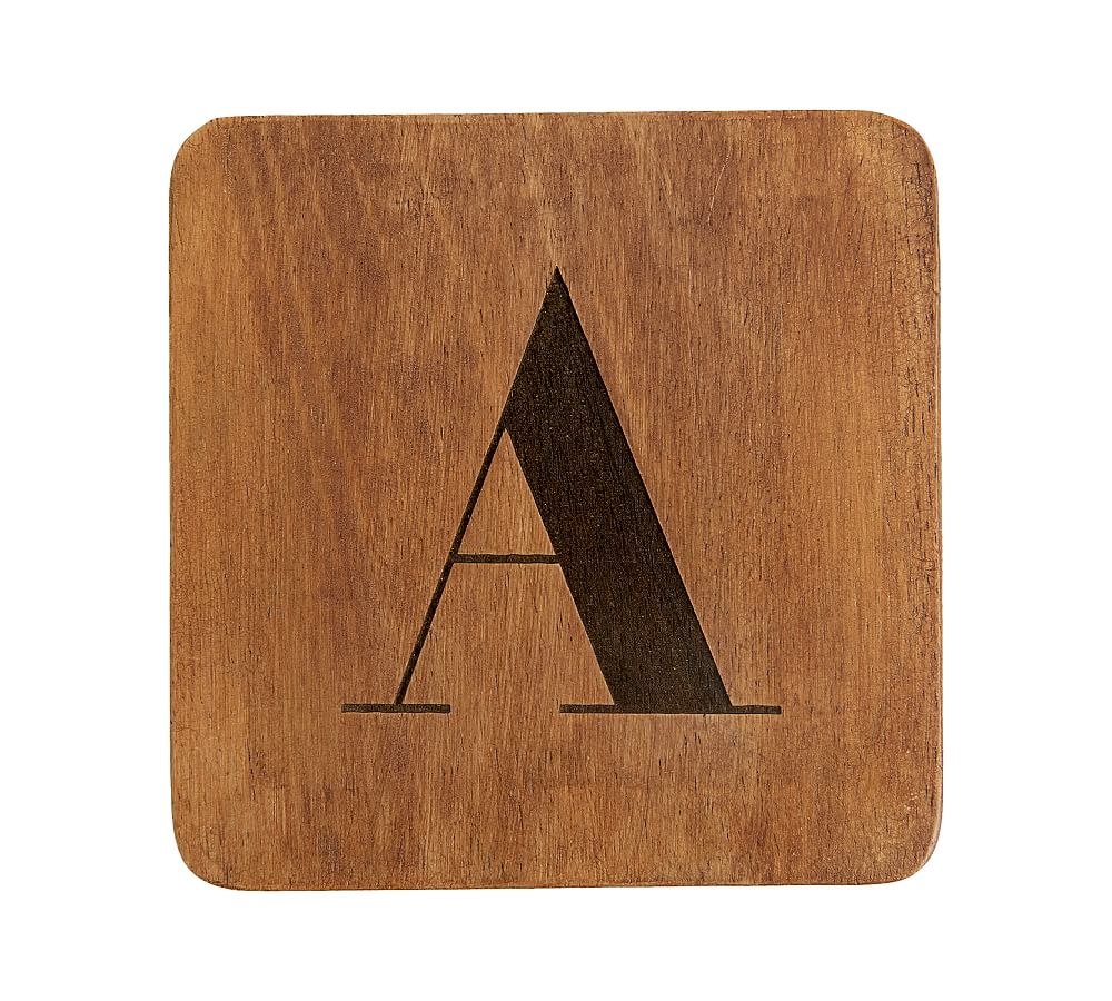 Alphabet Wood Coasters, Set of 4 | Pottery Barn