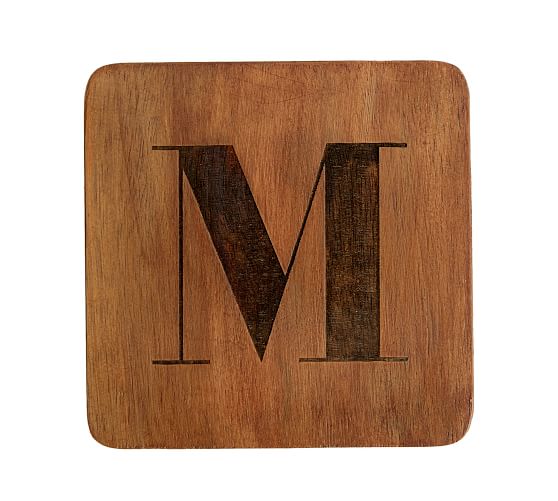 Alphabet Wood Coasters, Set of 4 | Pottery Barn