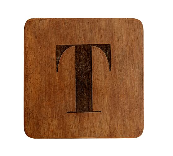 Alphabet Wood Coasters, Set of 4 | Pottery Barn