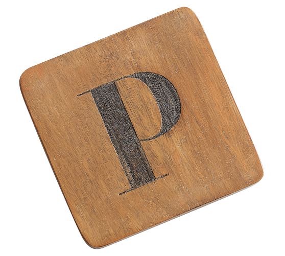 Alphabet Wood Coasters, Set of 4 | Pottery Barn